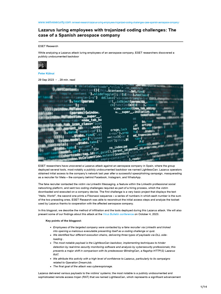 Aerospace Cyberattack Uncovered | PDF