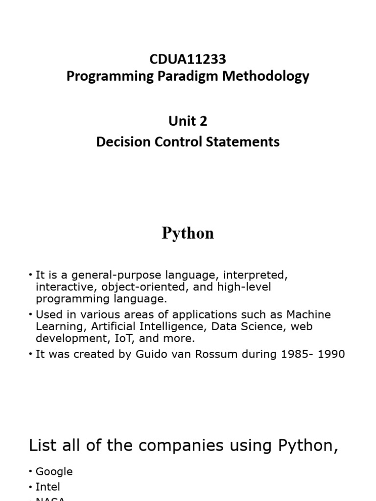 PPM-Unit 2-RM | PDF | Python (Programming Language) | Computer Programming