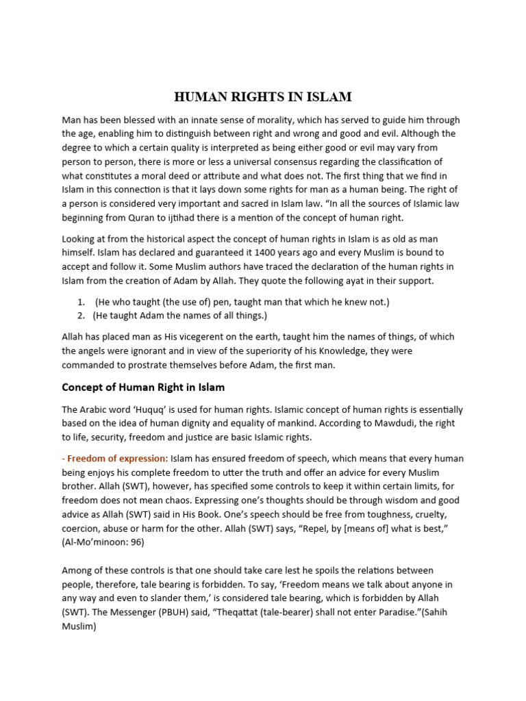 Human Rights in Islam | PDF | Adam | God In Islam