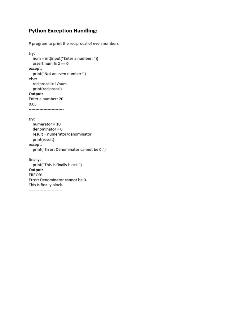 Python Exception Handling Pdf 