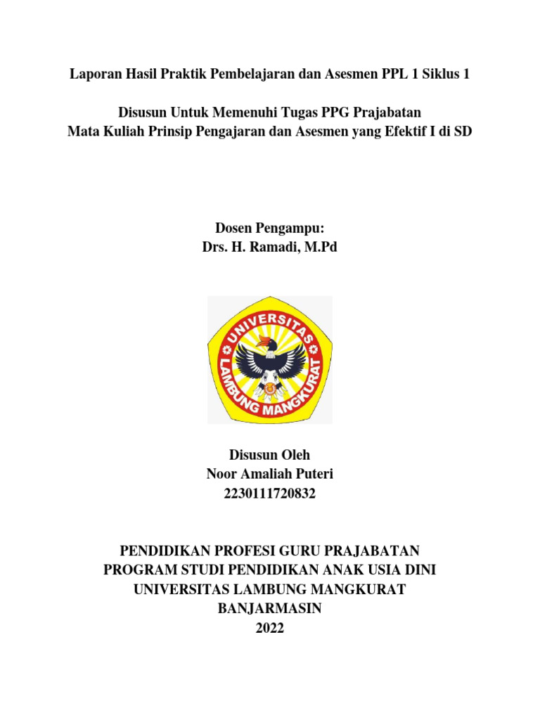 topik 6 - LK 25 - Laporan Hasil Praktik Pembelajaran dan Asesmen PPL 1 Siklus 1 | PDF