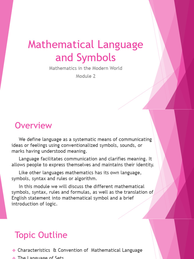 Module 2 - Mathematical Language and Symbols | PDF