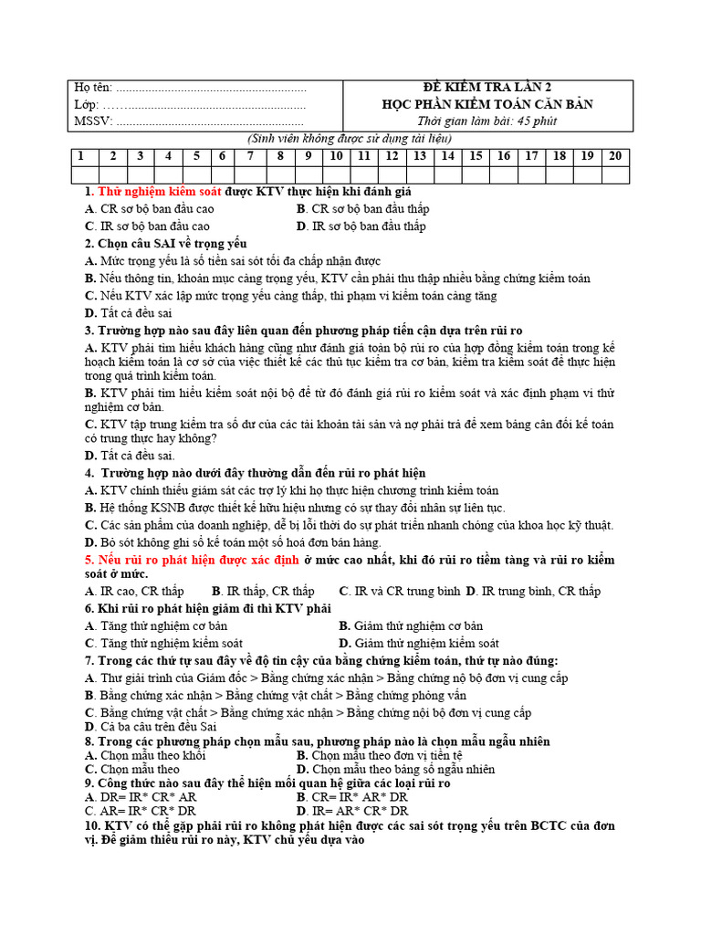 KTCB-hè 2023 - Kiểm tra lần 2 - đề 2 | PDF