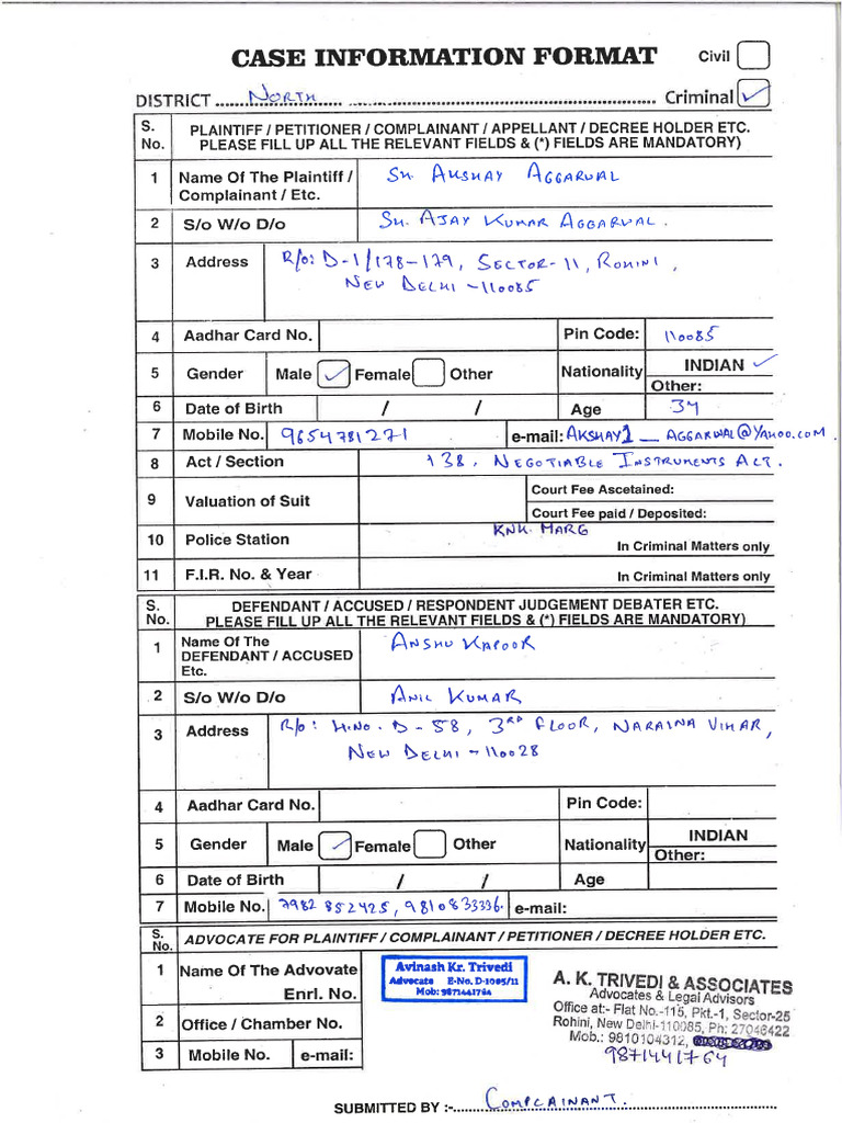 Akshay Aggarwal Vs Anshu Kapoor | PDF
