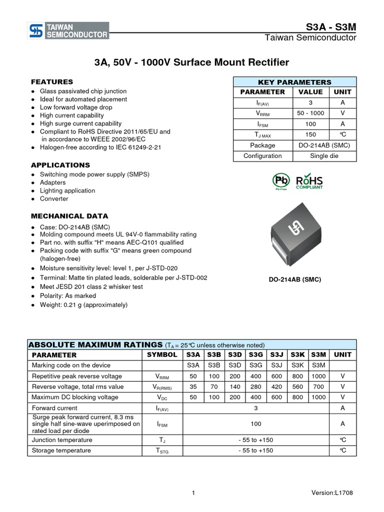 S3A SERIES_L1708-1224229 | PDF | Diode | Electrical Engineering
