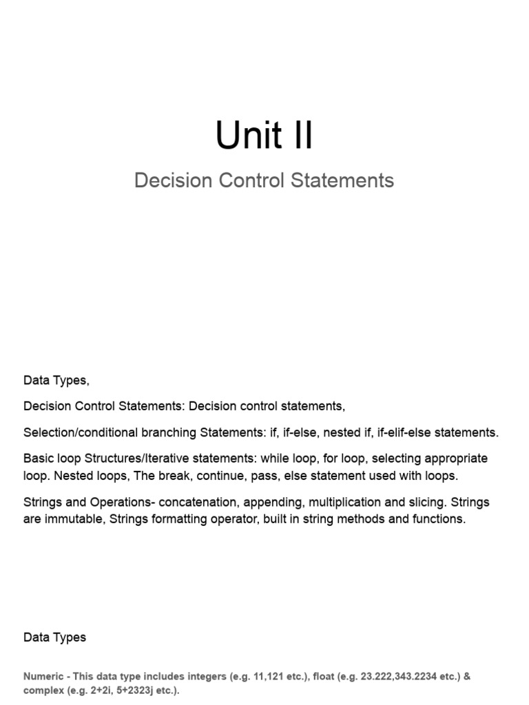 Ppt Unit Ii Pdf Control Flow Variable Computer Science 