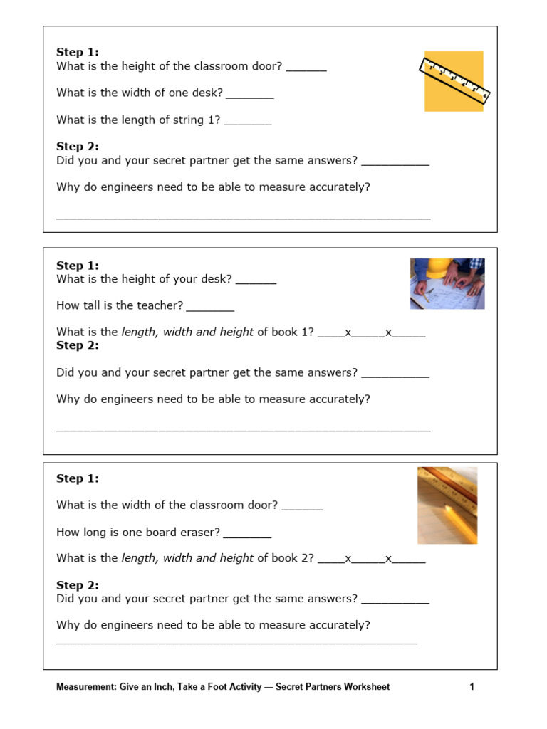 Cub Measurement Lesson01 Activity1 Worksheet TEDL | PDF | Length ...
