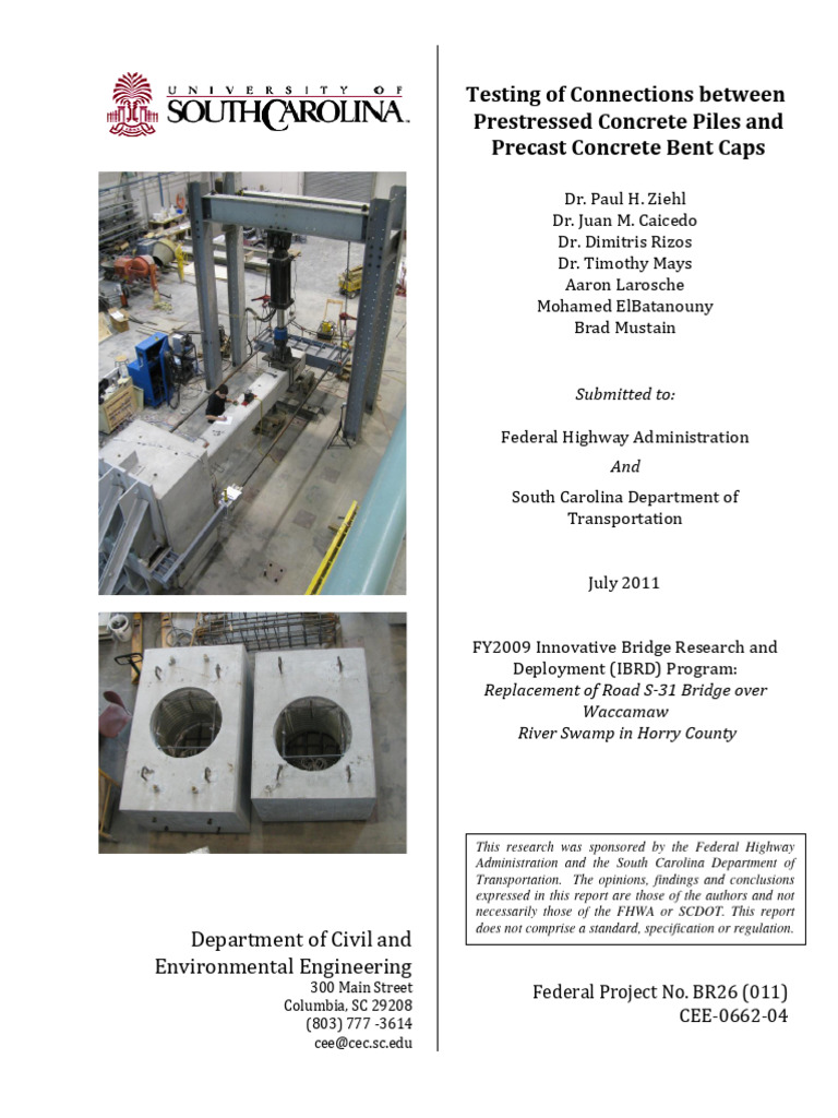 Testing of Connections Between Prestressed Concrete Piles and Precast ...