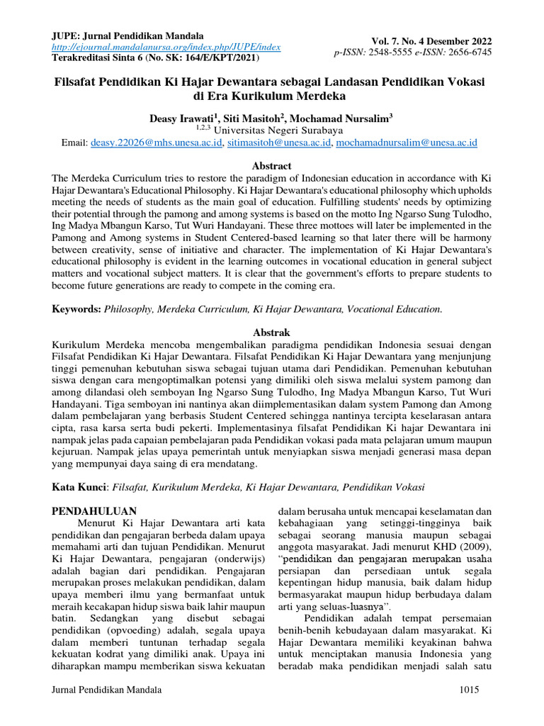 Filsafat Pendidikan Ki Hajar Dewantara S | PDF