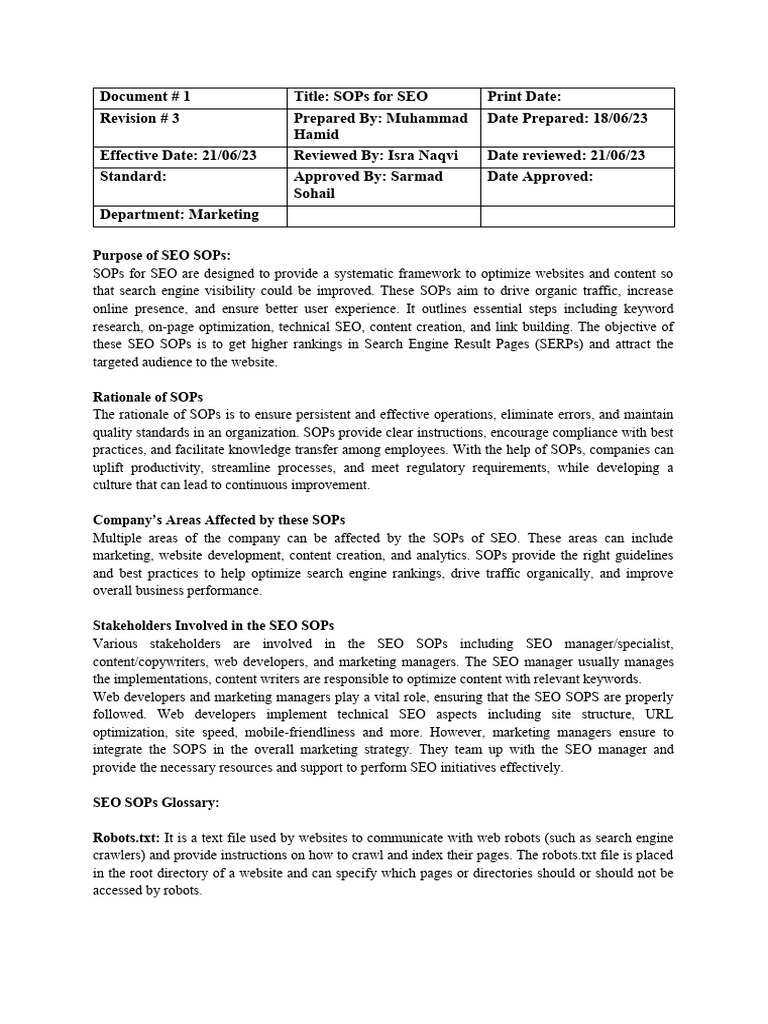 SEO SOPs | PDF