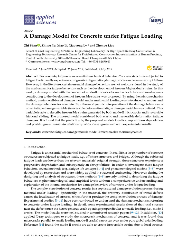 # A Damage Model For Concrete Under Fatigue Loading | PDF | Fracture ...