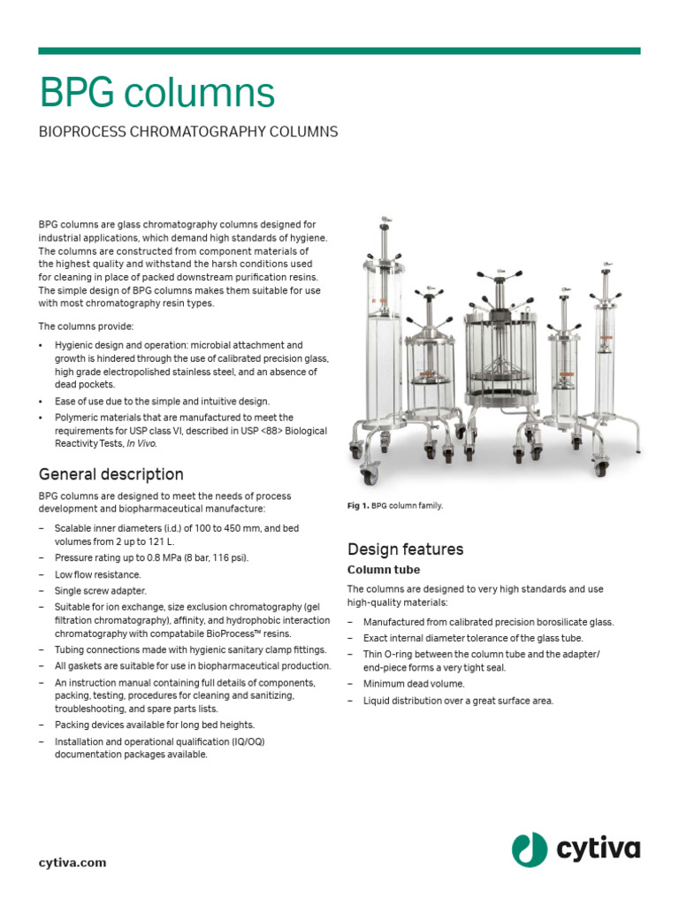 BPG Columns | PDF | Chromatography | Pipe (Fluid Conveyance)