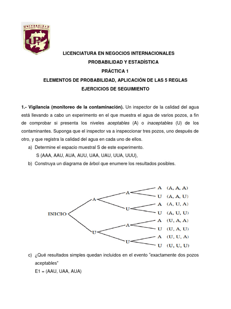 Probabilidad y Estadística Práctica 1 Elementos de Probabilidad 5 Reglas Clave | PDF
