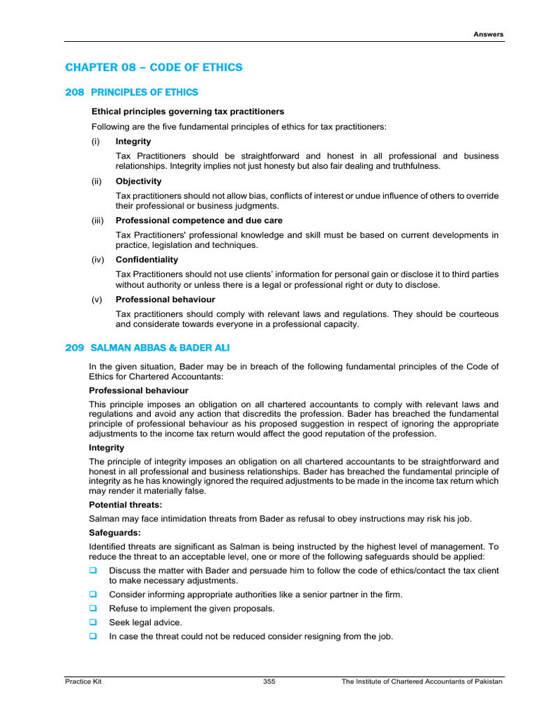 Ethics Answers | PDF | Integrity | Accountant