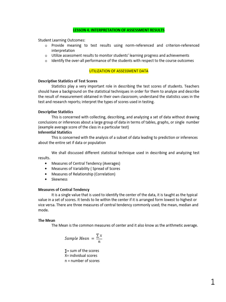 2023 Edal 221 Lesson 4a Utilization of Assessment Data | PDF | Teaching Methods & Materials
