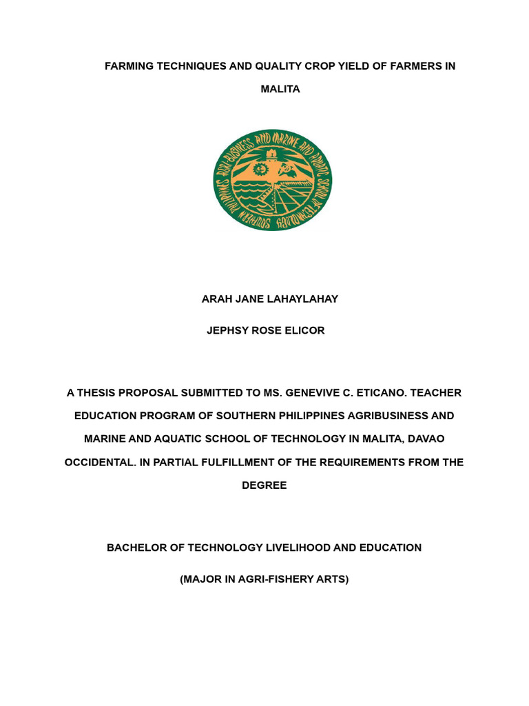 Thesis Proposal Chapter I | PDF | Agriculture | Organic Farming