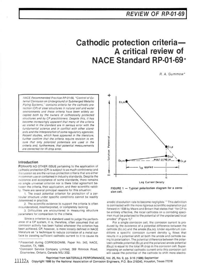 11112a.0986 Cathodic Protection Criteria - A Critical Review of NACE ...