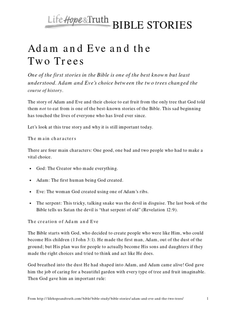 Adam and Eve: The Choice of Two Trees | PDF | Adam And Eve | Adam
