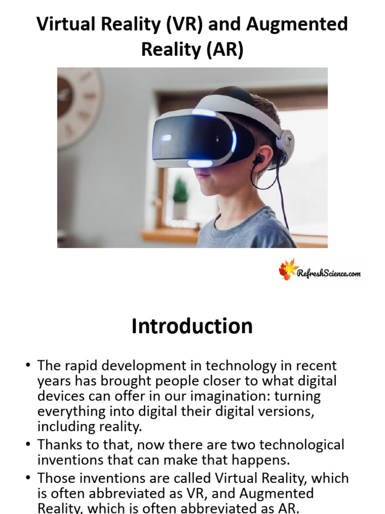 Virtual Reality (VR) and Augmented Reality | PDF | Augmented Reality ...
