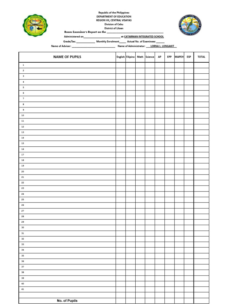 Form Xiv Grade 4 1st Quarter 2021-2022 | PDF