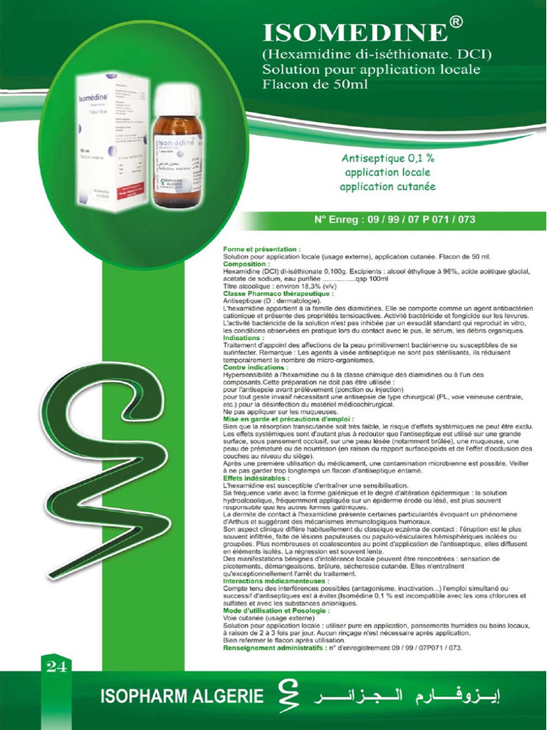 Notice Isomedine 0.001 Sol - Derm. FL 50ml | PDF