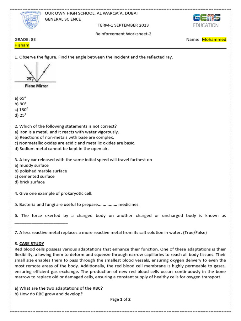 Gr8 term reinforcement worksheet-2 | PDF