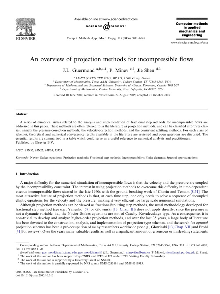 An Overview of Projection Methods For Incompressible Flows | PDF