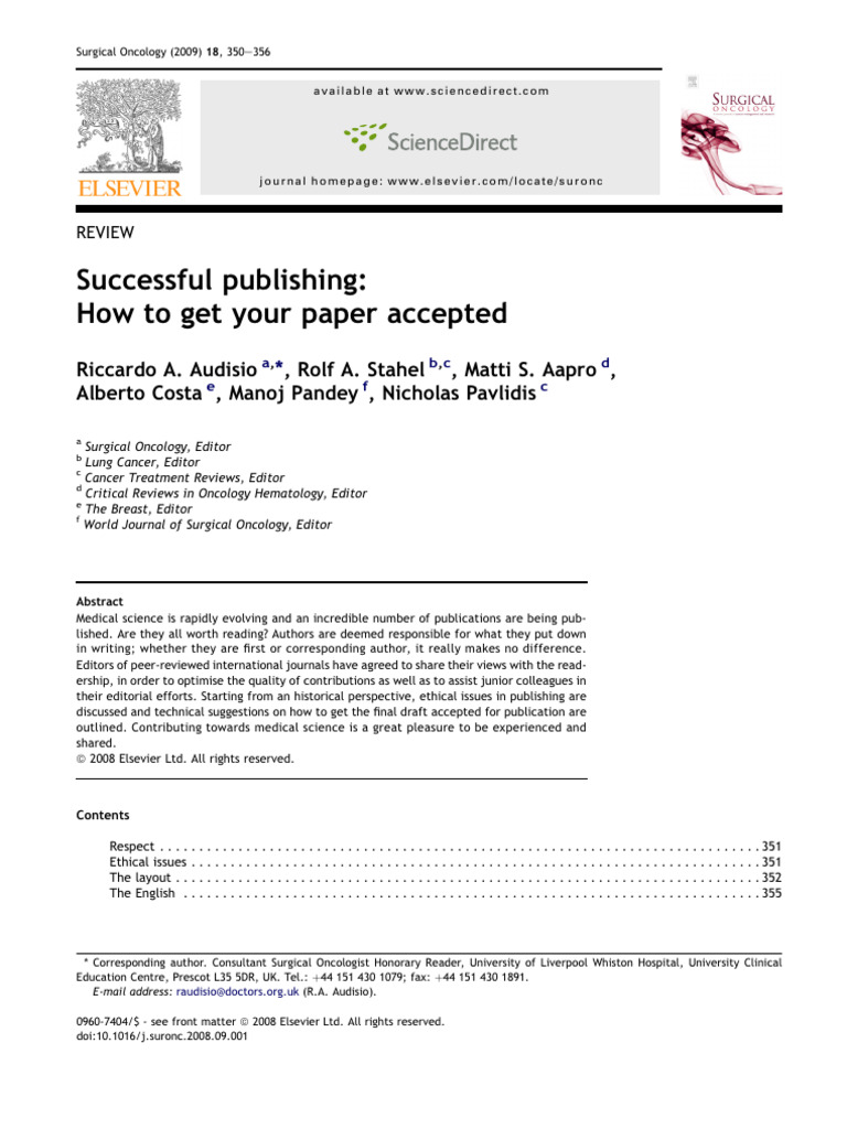 Successful Publishing_how to get your paper accepted | PDF | Plagiarism | Science