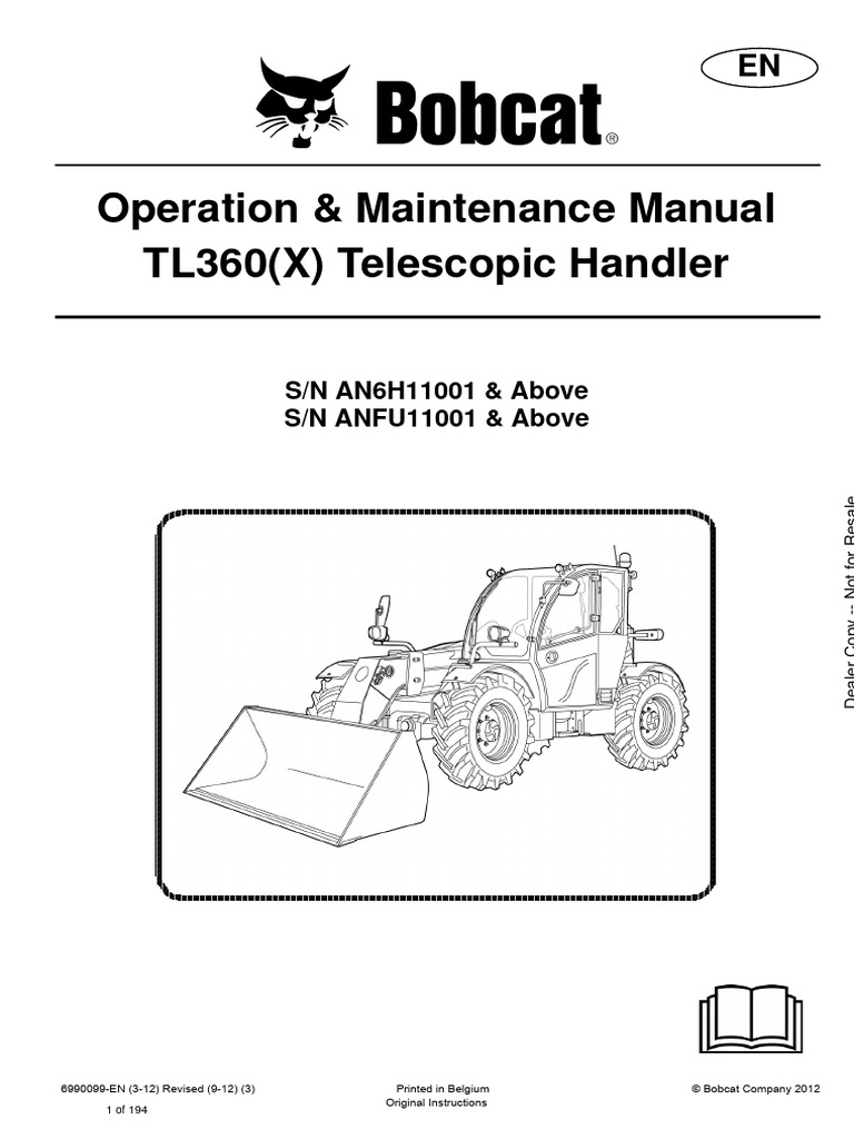 TL360 Telescopic Handler Manual | PDF