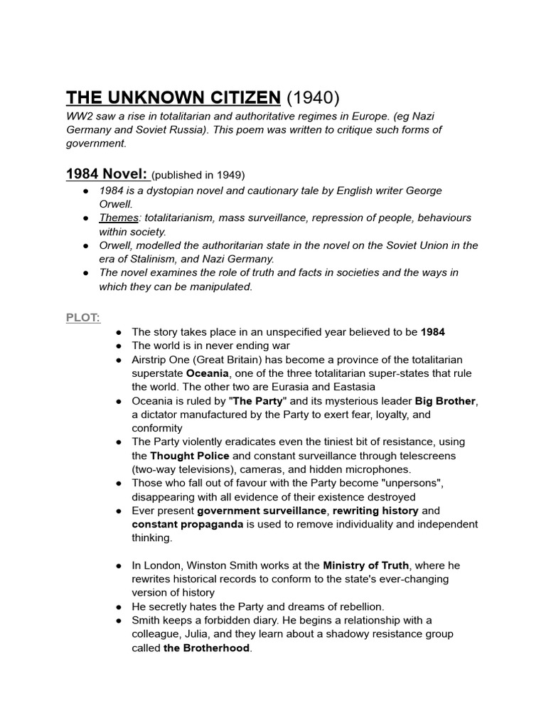 The Unknown Citizen | PDF