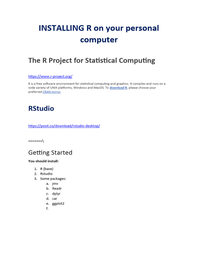 Install R & RStudio 2023 | PDF Install R & RStudio 2023 | PDF