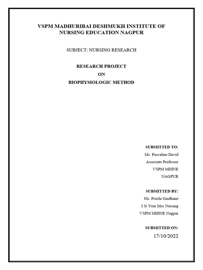 Biophysiologic Method Research | PDF