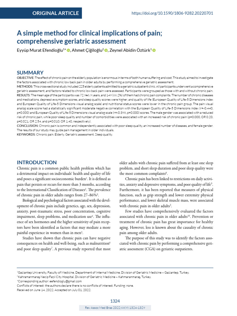 A Simple Method For Clinical Implications of Pain Comprehensive ...