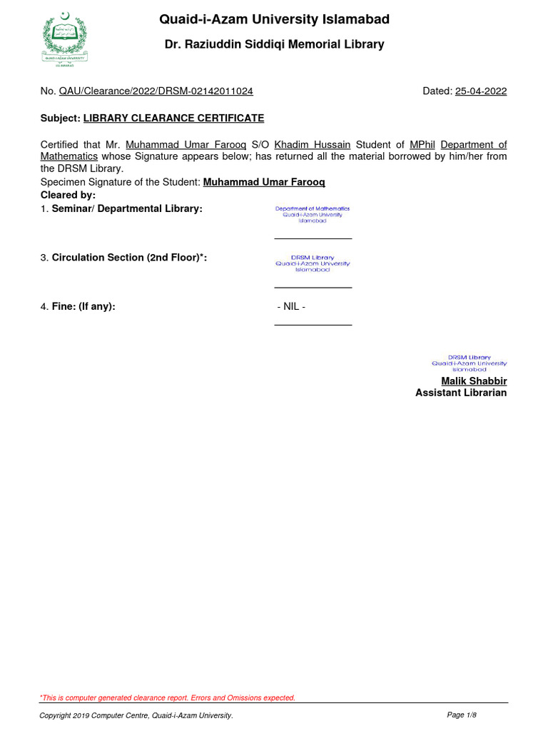 Clearance Form | PDF