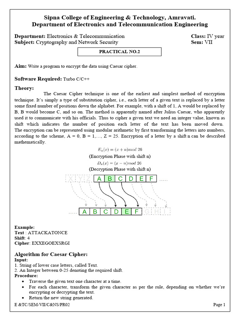 PR2 Caesar Cipher Final | PDF | Cipher | Encryption PR2 Caesar Cipher Final | PDF | Cipher | Encryption