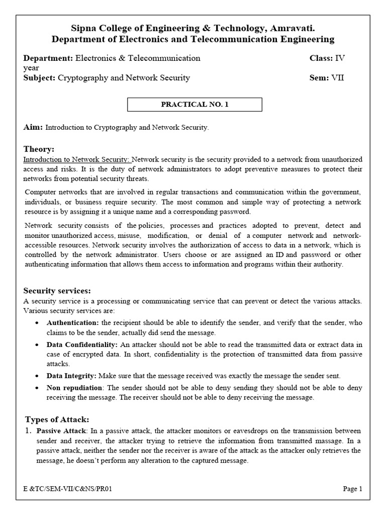 PR1 Introduction To CNS Final | PDF | Cryptography | Cryptanalysis