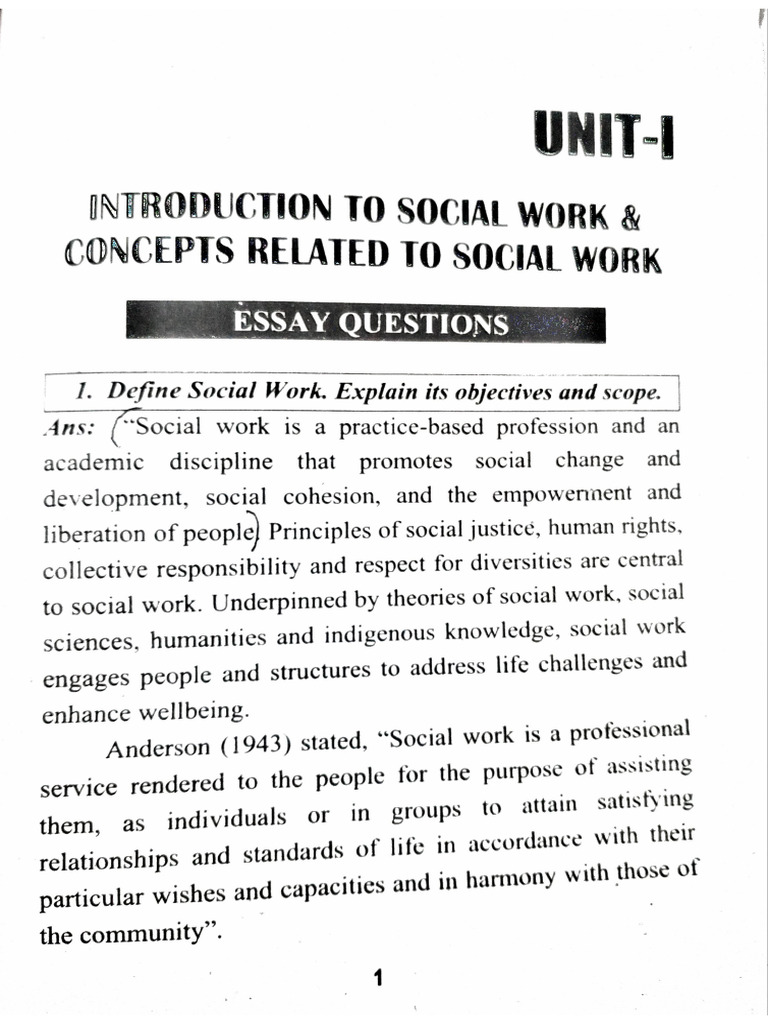 Introduction To Social Work, Unit1 | PDF