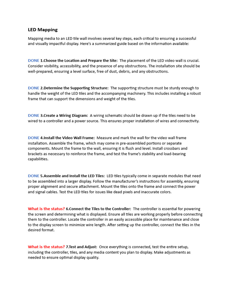 LED Mapping - check list | PDF | Computer Network | Light Emitting Diode