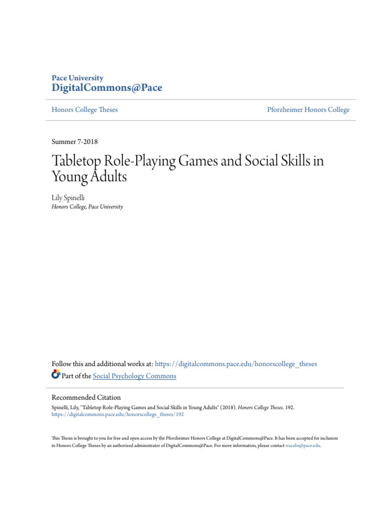 Spinelli - TTRPG Social Skills Young Adults | PDF