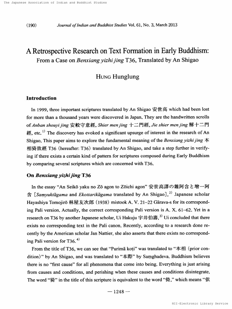 A Retrospective Research Formation Early: Buddhism | PDF