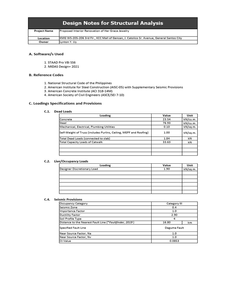 2023-034 Design Notes - Connected To Slab - HER GRACE 1.3 | PDF ...