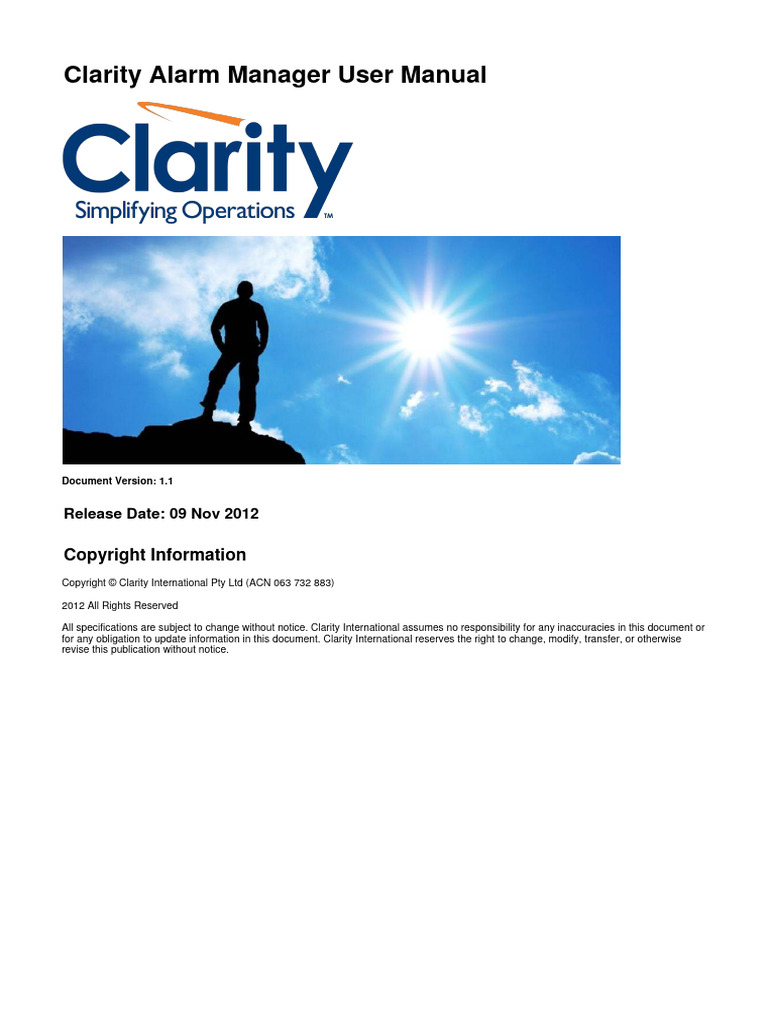 Clarity Alarm Manager User Manual | PDF