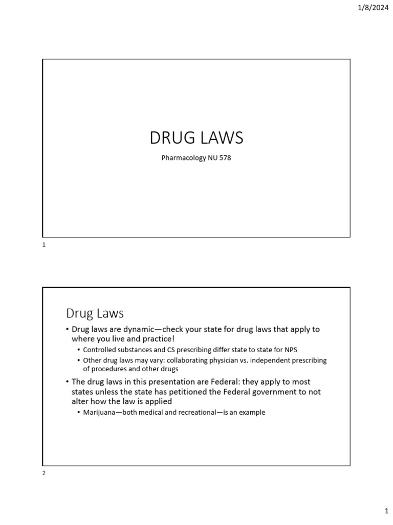Drug laws PPT | PDF | Drugs | Controlled Substances Act