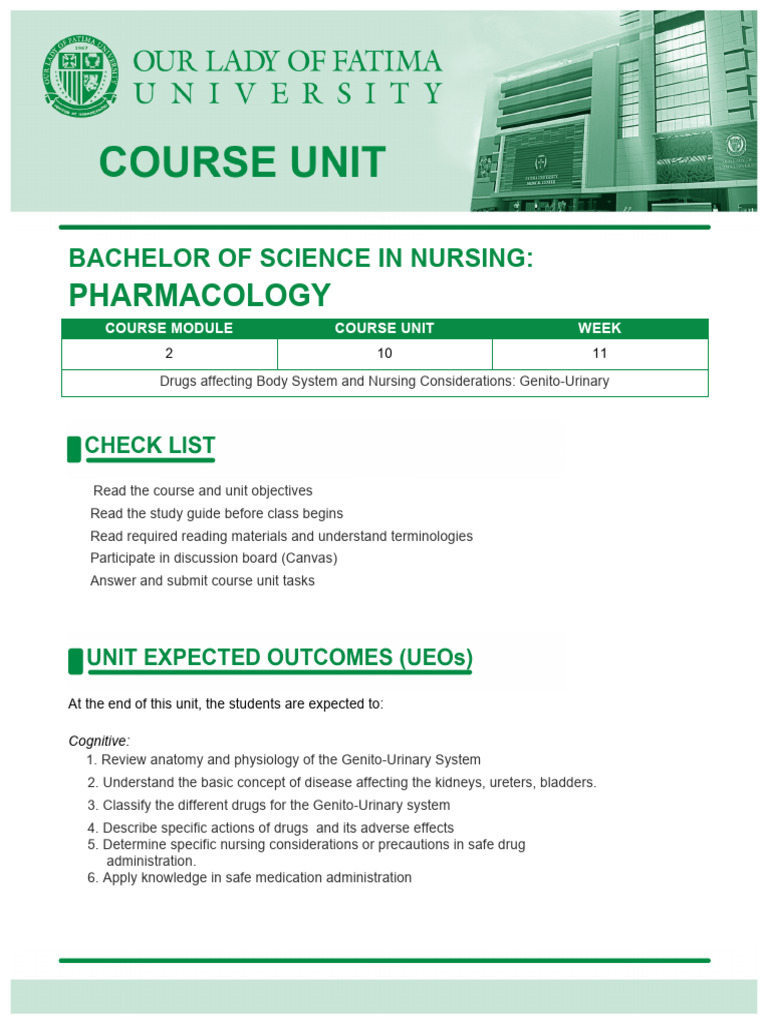 PH M3 Cu 10. Genito Urinary Drugs | PDF