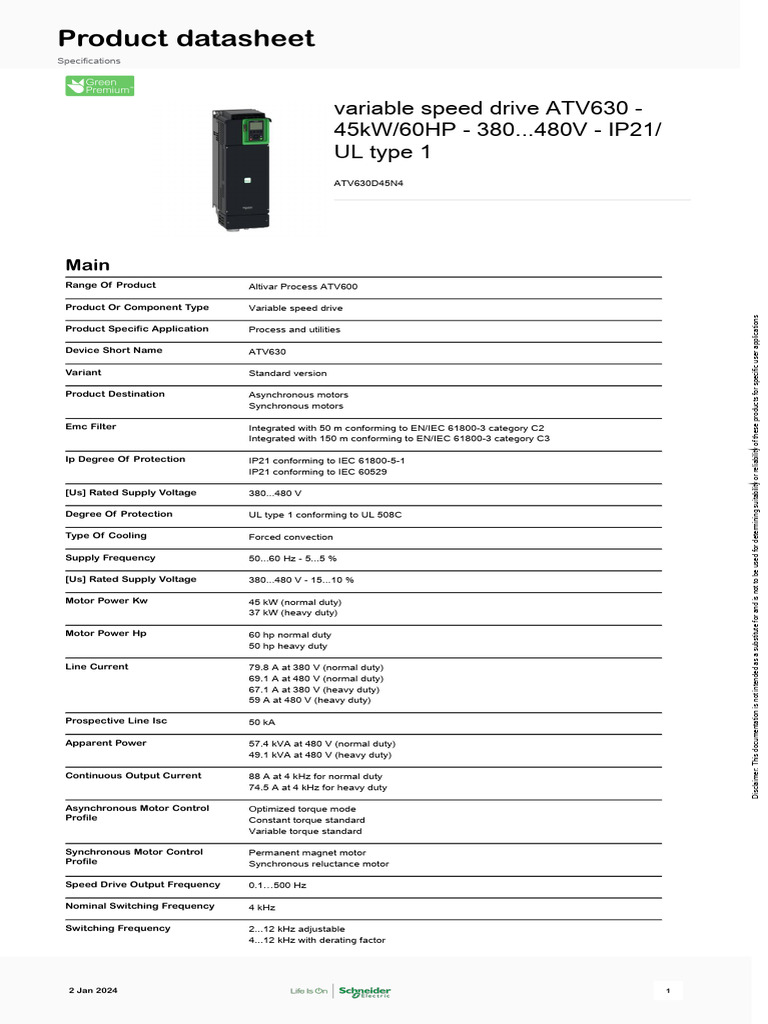 Schneider Electric - Altivar-Process-ATV600 - ATV630D45N4 | PDF ...