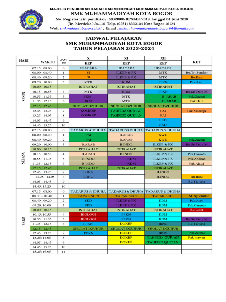Jadwal Revisi New 2023 - 2024 | PDF