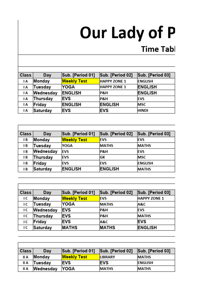 Class Time Table | PDF | Languages Of India