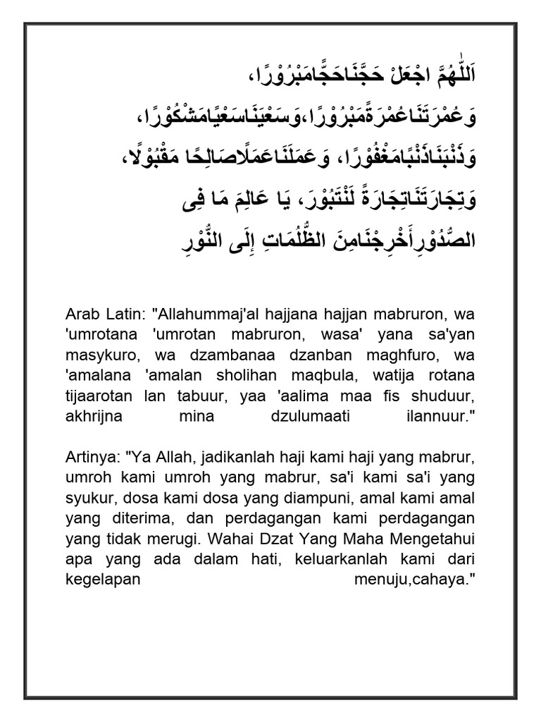 Doa Pulang Umroh Versi 2 | PDF