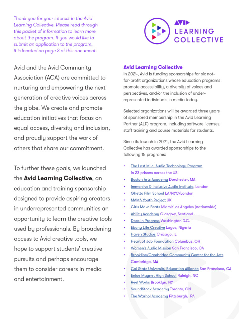 Avid Learning Collective Information Package | PDF | Mass Media | Computing
