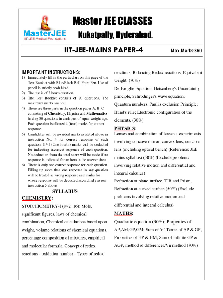 Iit Jee Mains Paper 5 | PDF